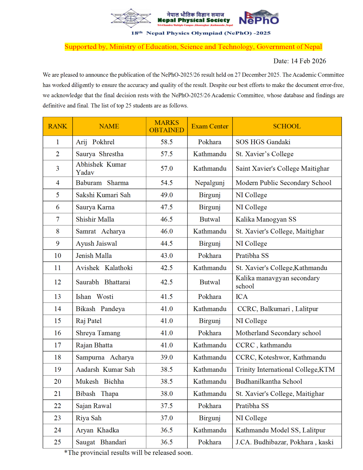NePhO 2025 – Nepal Physical Society